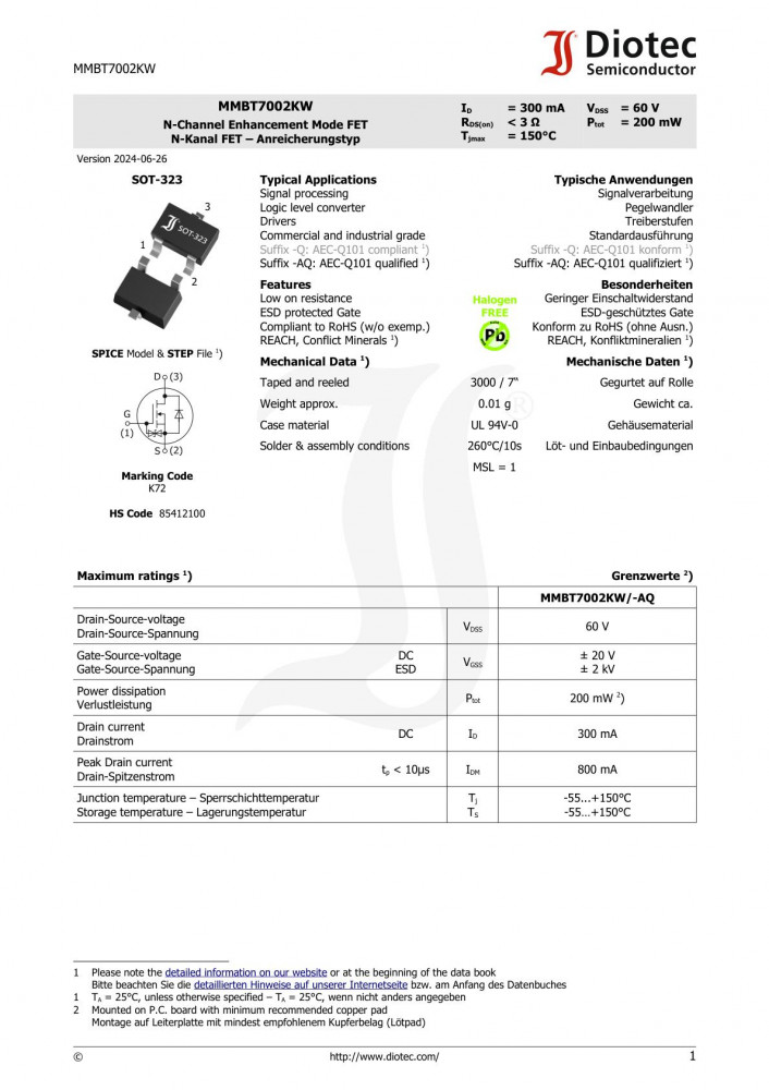 MMBT7002KW-AQ datasheet page 1