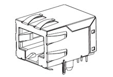 Modular Jack, Right-Angle, Low Profile, 6/4