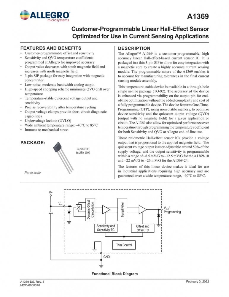 A1369 datasheet page 1