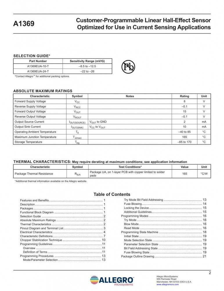 A1369 datasheet page 2