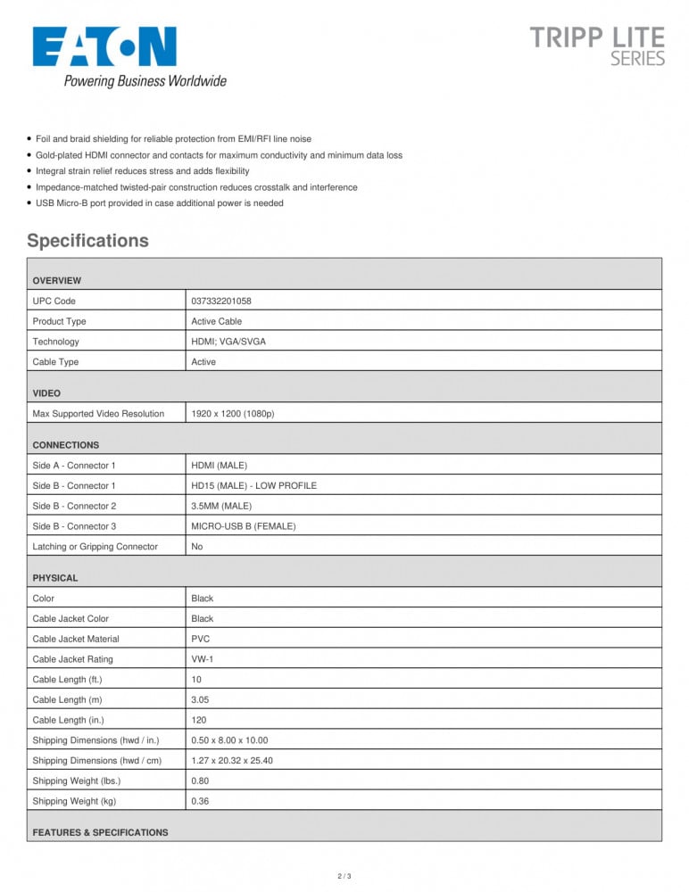 P566-010-VGA-A technical document page 2