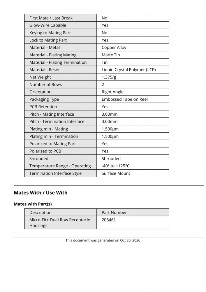 Technical document preview, page 3 for MOLEX 2182160800