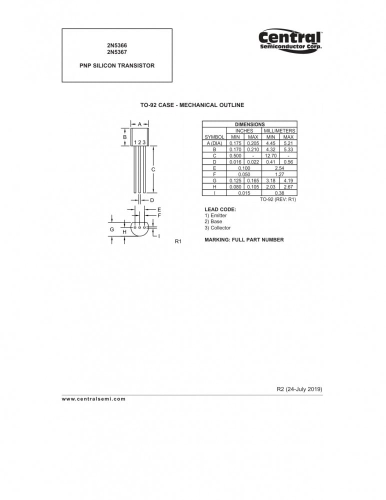 Central 2N5367 datasheet page 2