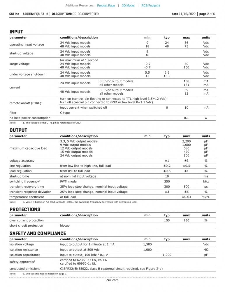 PQME3-M datasheet page 2