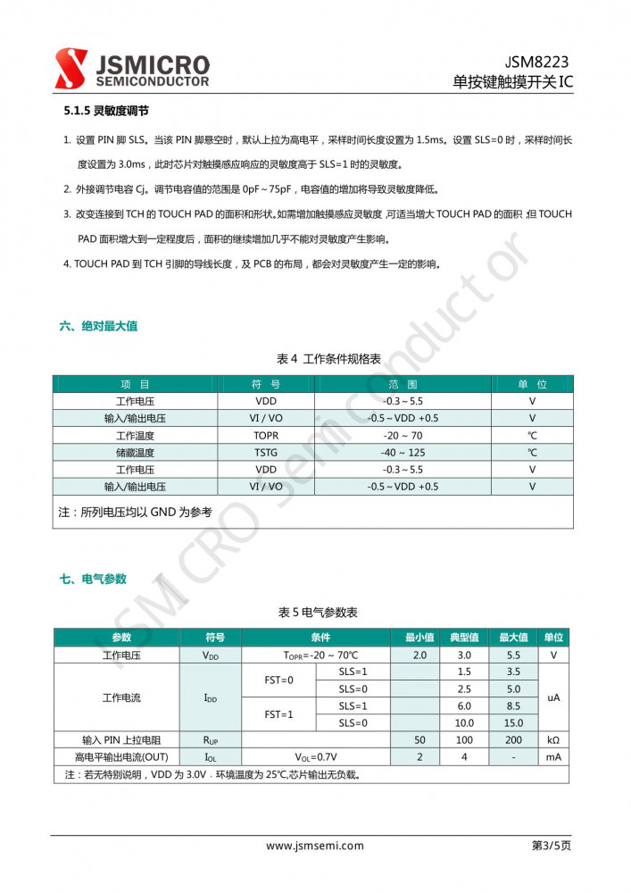 JSM8223 datasheet page 3