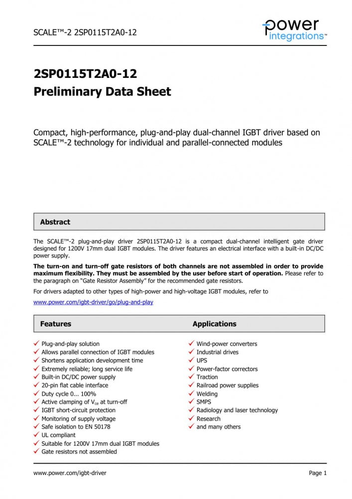 2SP0115T2A0-12 datasheet page 1