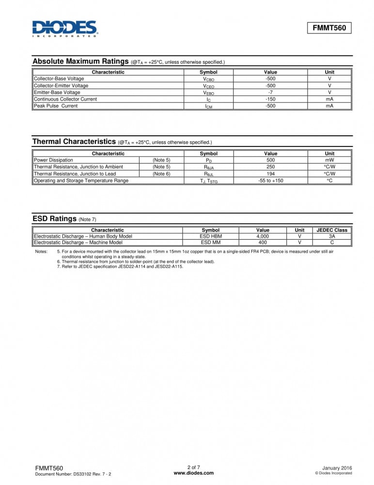 FMMT560TA datasheet page 2