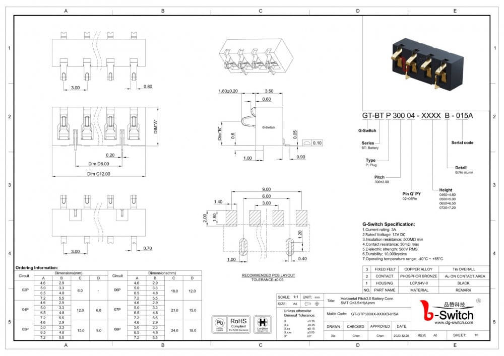G-Switch GT-BTP30002 dimensional drawing preview