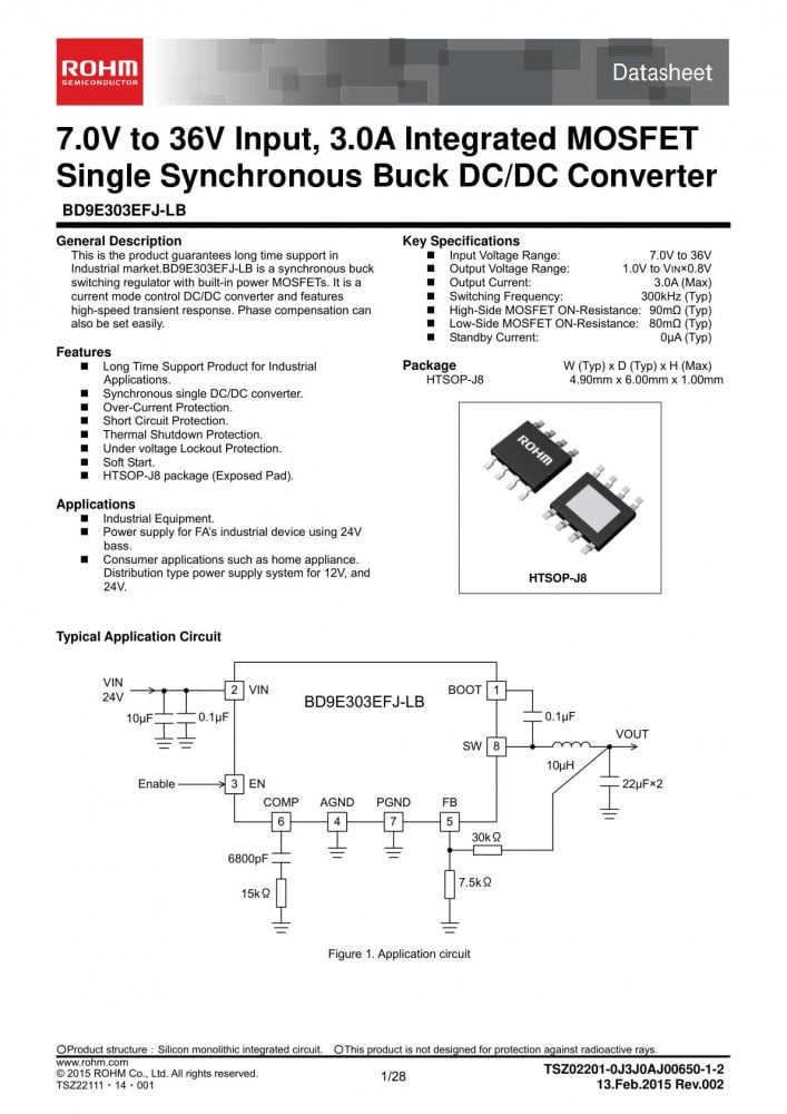 BD9E303EFJ-LBH2 datasheet page 1