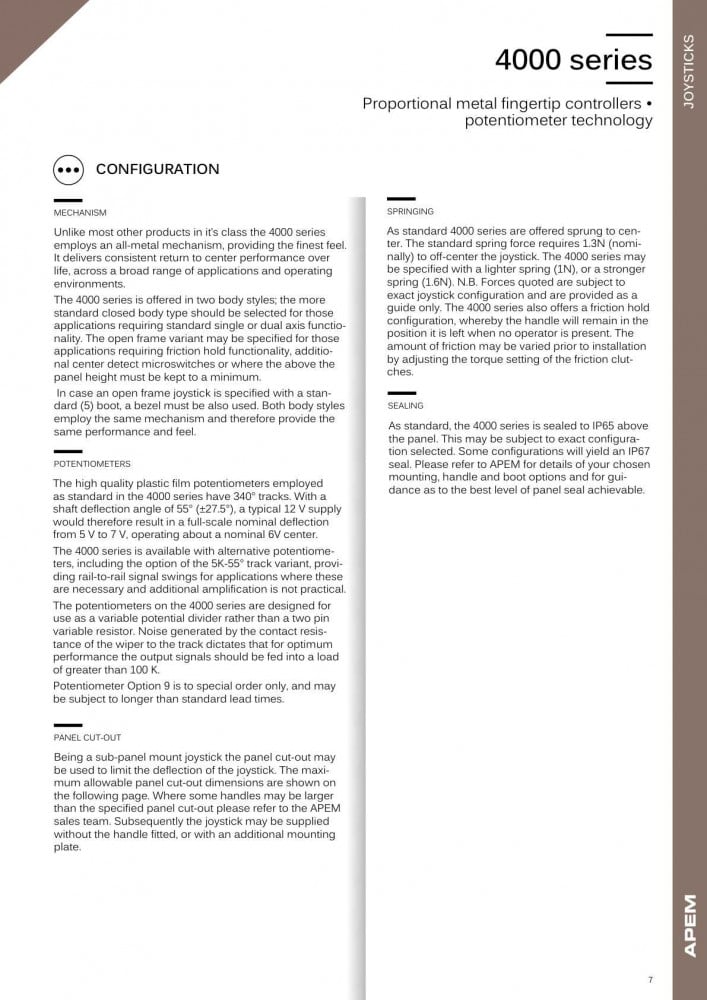 APEM 4000 series document page 7