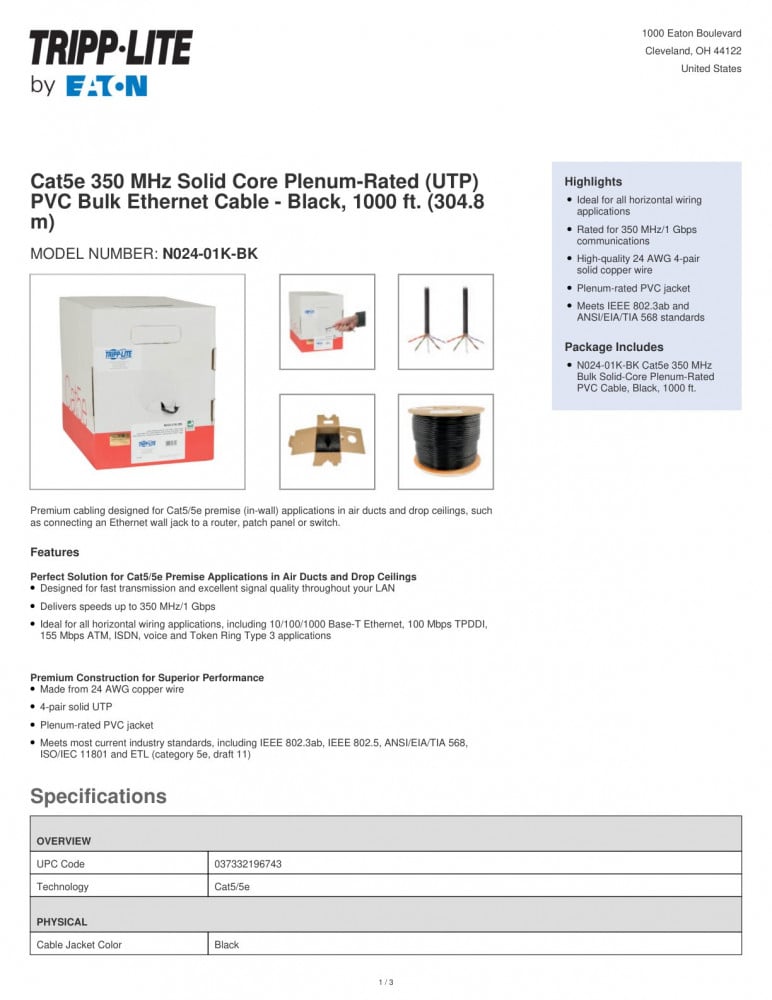 N024-01K-BK technical document page 1