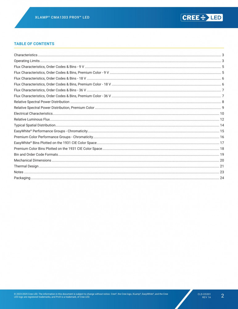 CMA1303 Pro9 datasheet preview, page 2