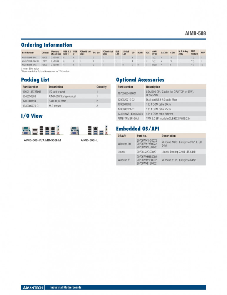 AIMB-508 product documentation page 3