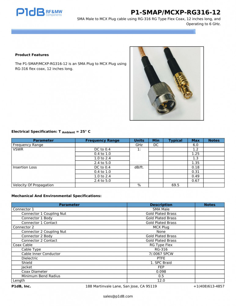 P1-SMAP/MCXP-RG316-12 product document page 1