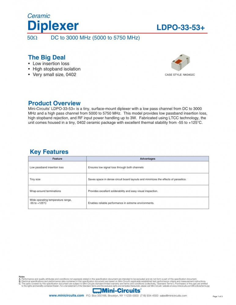 LDPO-33-53+ datasheet page 1