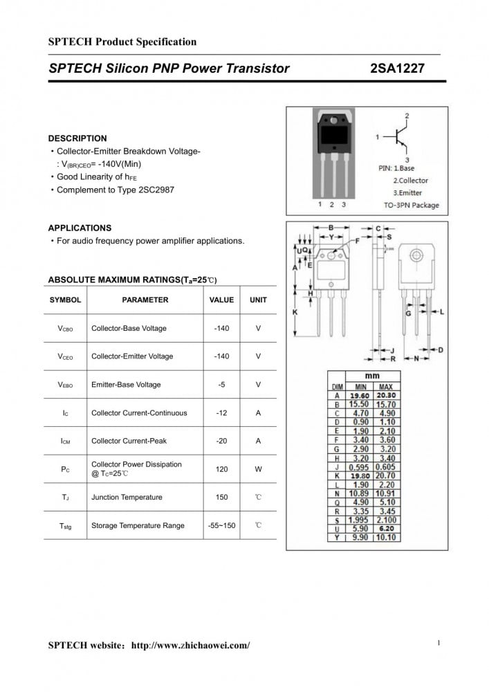 2SA1227 datasheet page 1