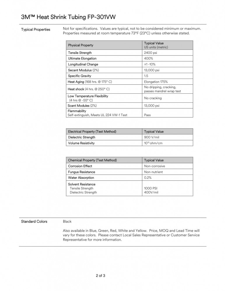 3M FP-301VW data sheet page 2