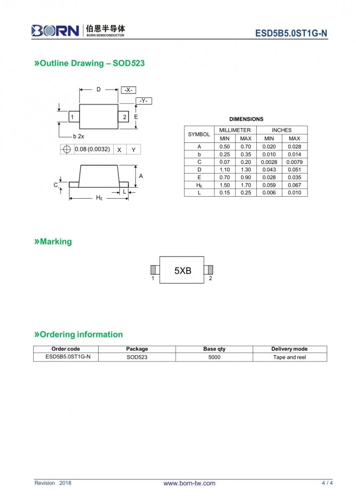 ESD5B5.0ST1G-N technical document page 4