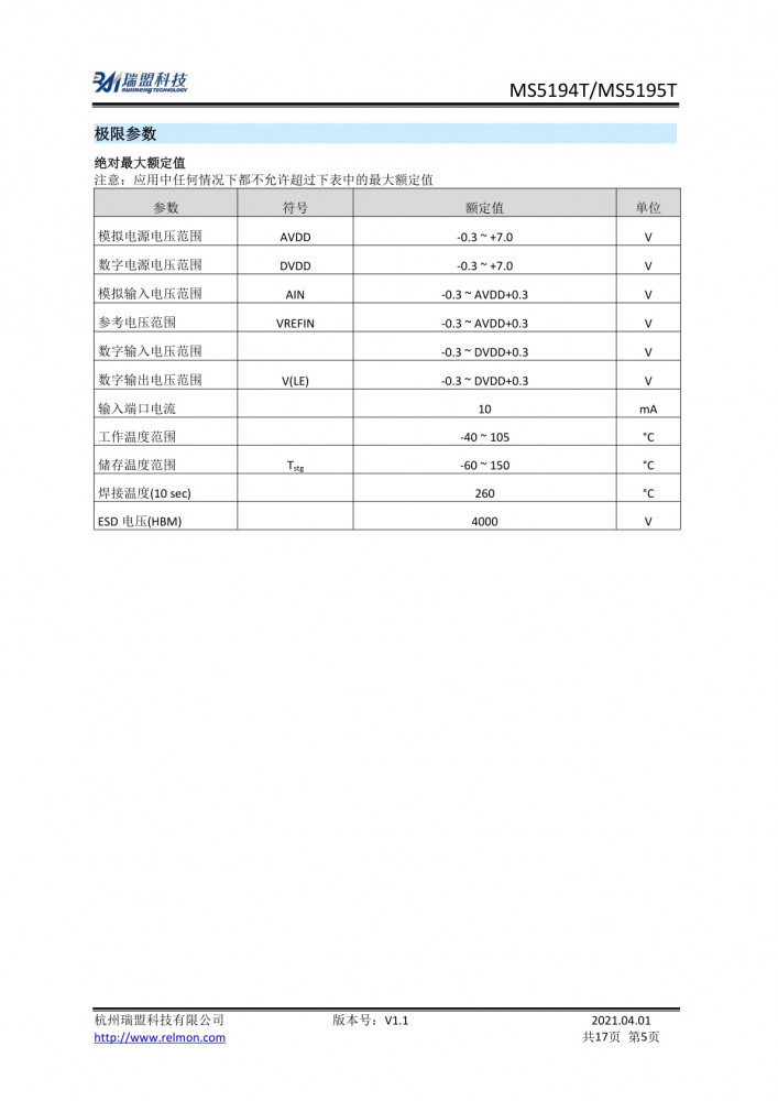 MS5194T datasheet page 5