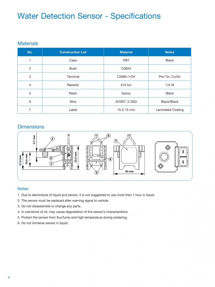 BAF147B002-00A0 water detection sensor document page 4