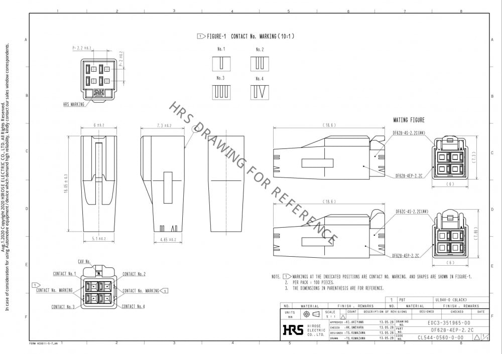 HRS DF62B-4EP-2.2C technical drawing preview
