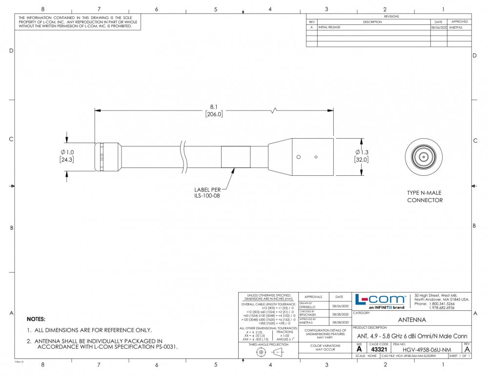 L-com HGV-4958-06U-NM technical document preview