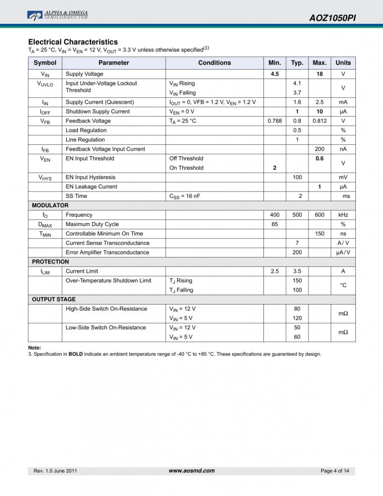 AOZ1050PI datasheet page 4