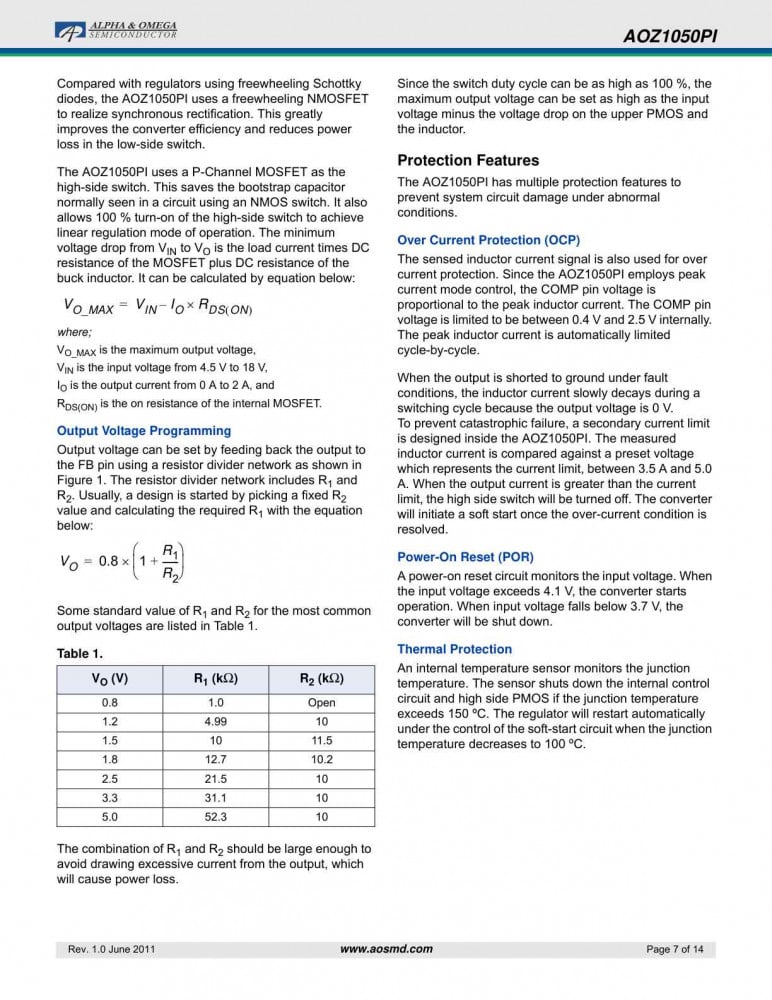 AOZ1050PI datasheet page 7