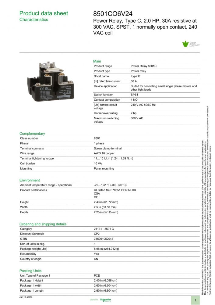 8501CO6V24 technical document page 1