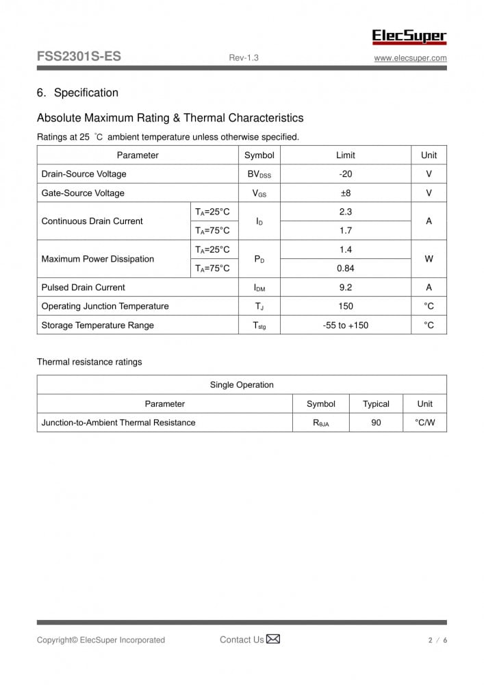 FSS2301S-ES datasheet page 2