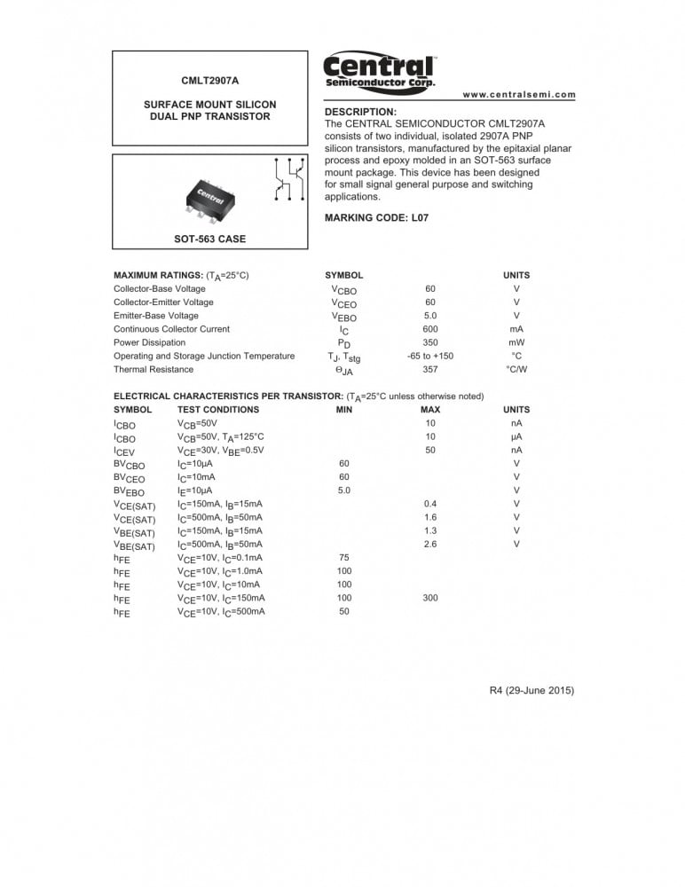 CMLT2907A datasheet page 1