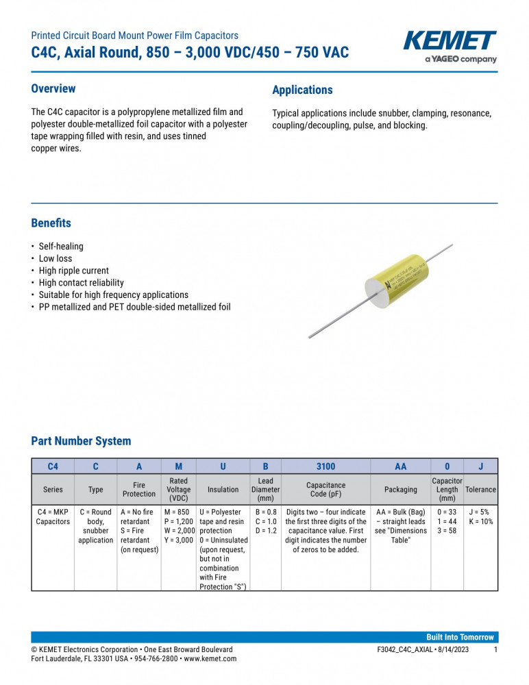 KEMET C4C datasheet page 1