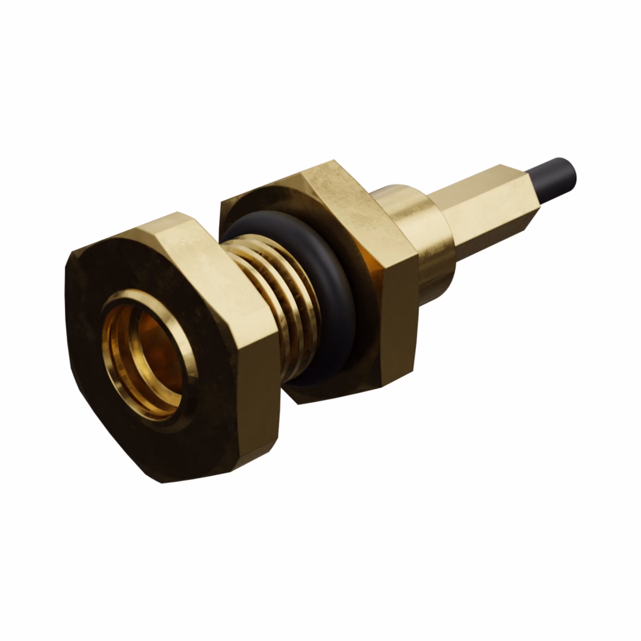 MMCX Jack, Straight, Bulkhead, Crimp, 1.13mm Cable, Brass Body, Gold (Au) Plated, with Jam Nut, 50 Ohms for sale