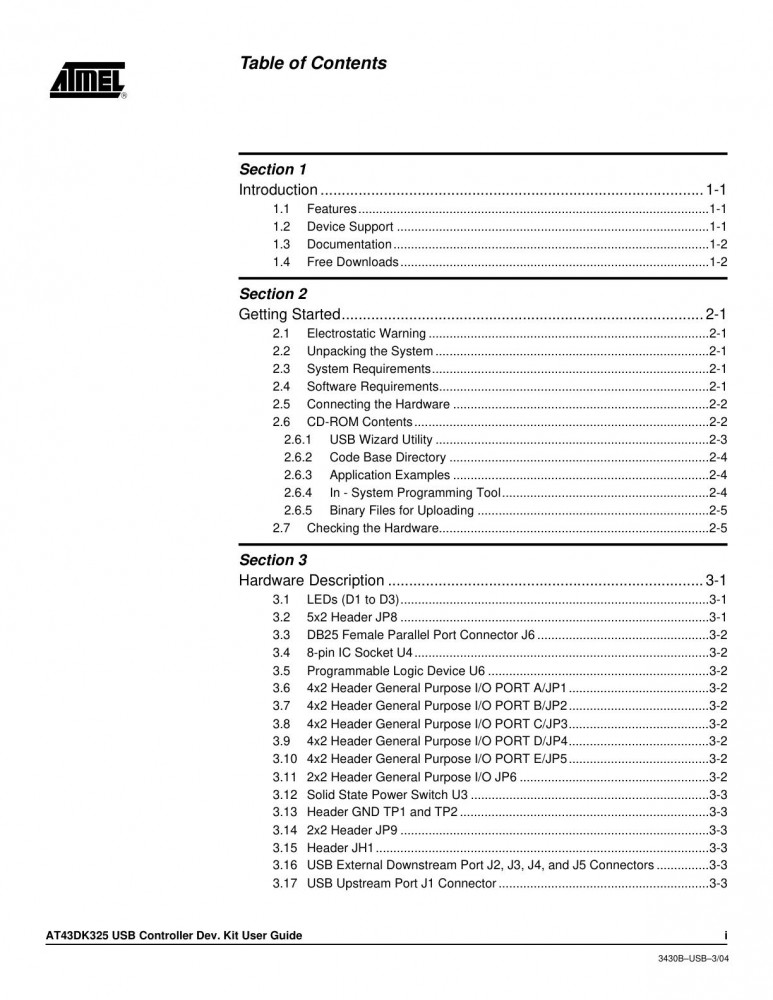 AT43DK325 User Guide page 3