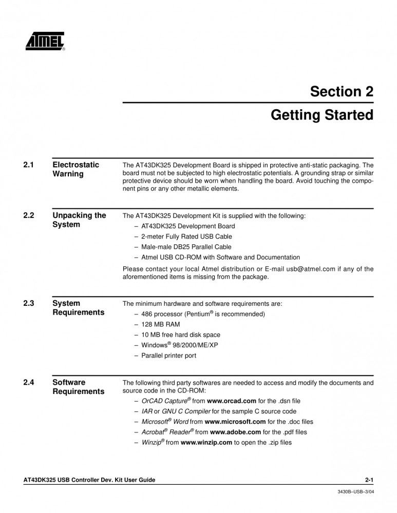 AT43DK325 User Guide page 7