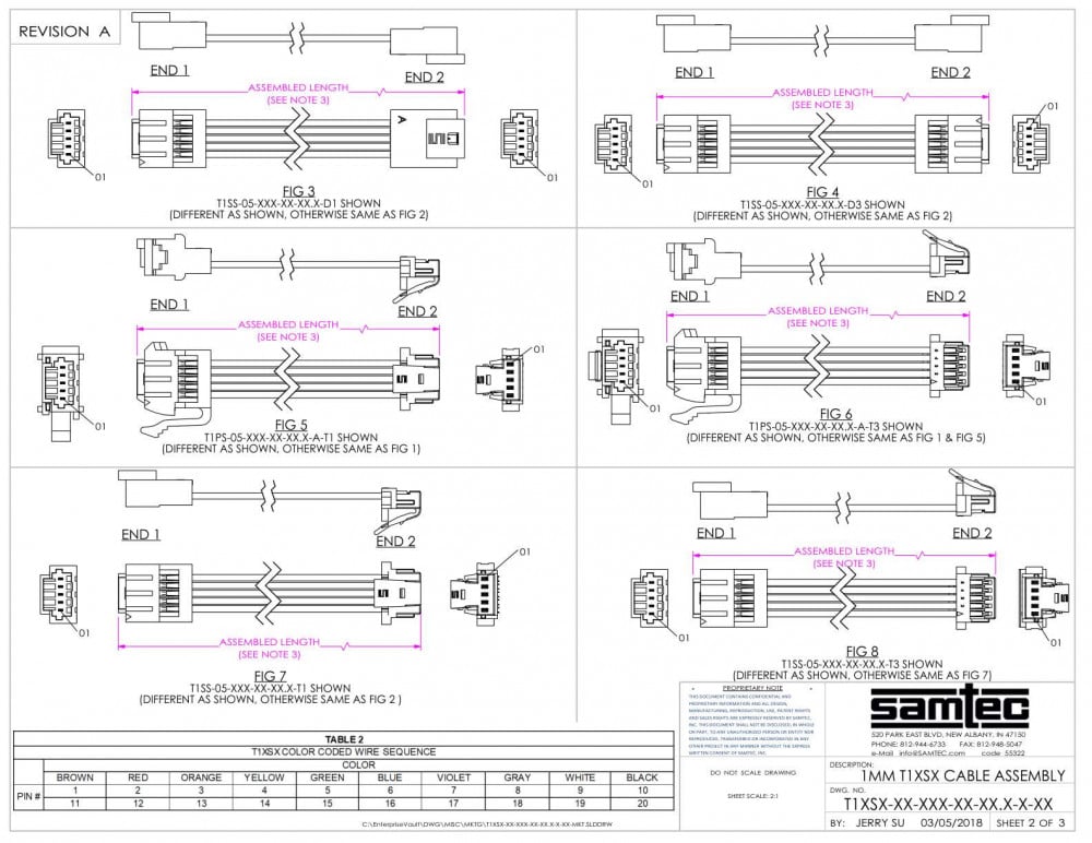 Samtec TC37M-01-GF technical drawing page 2