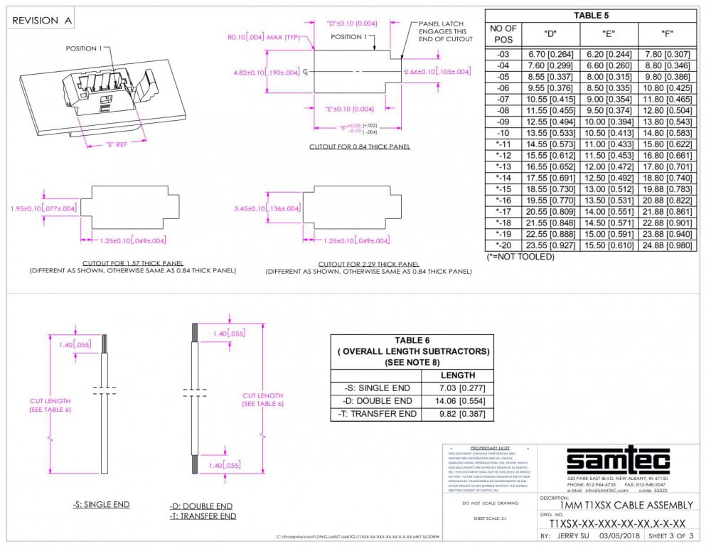 Samtec TC37M-01-GF technical drawing page 3