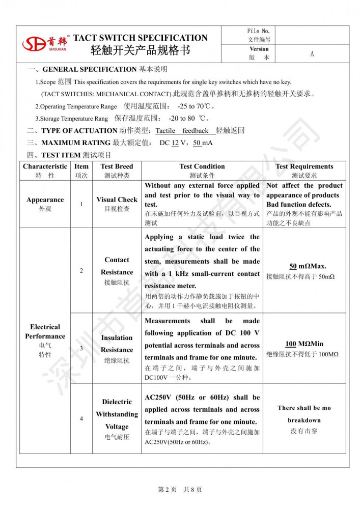 TS127TP-SZ technical document page 3