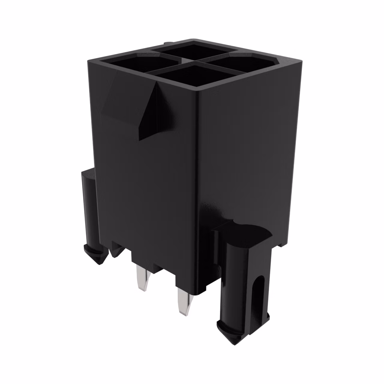 Mini-Fit Versa Color Header, Dual Row, Vertical, with Snap-in Plastic Peg PCB Lock, 4 Circuits, Nylon 6/6, UL 94V-0, Tin (Sn) Plating, Glow-Wire Capable, Black for sale