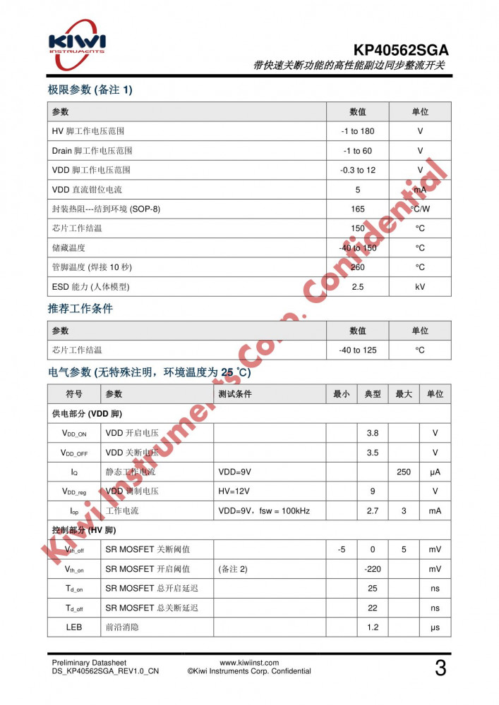 KP40562SGA datasheet page 3