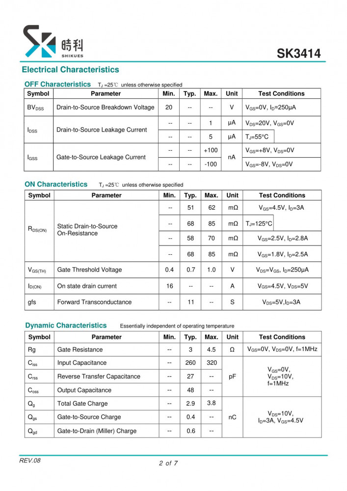SK3414 datasheet page 2
