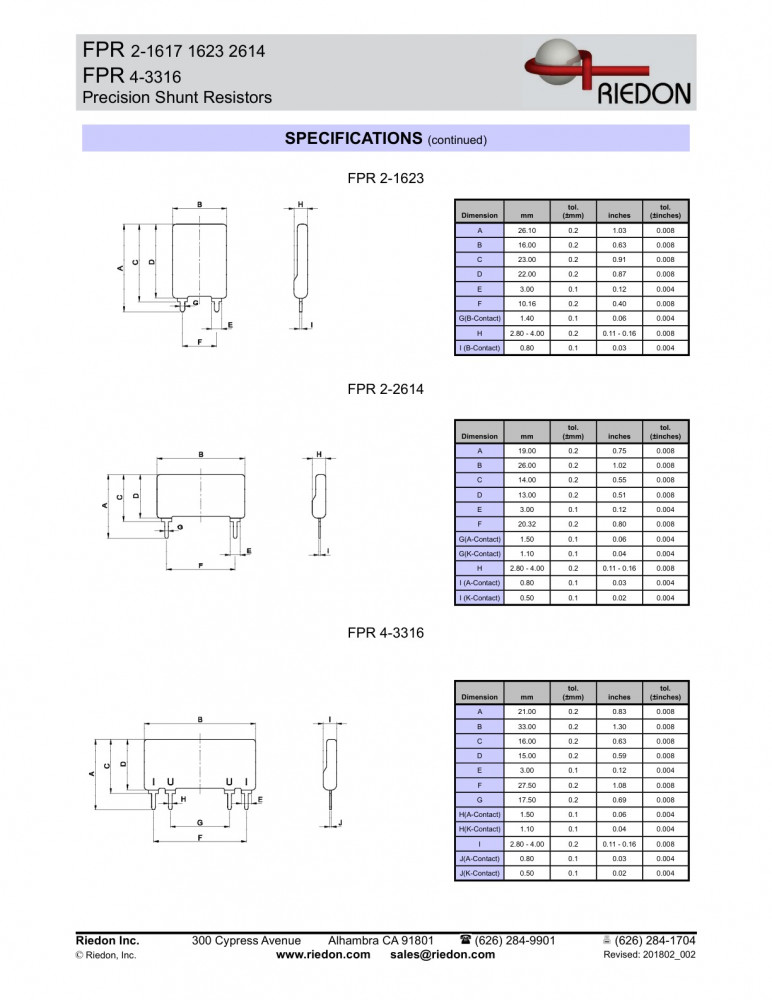 Riedon FPR series technical document, page 3