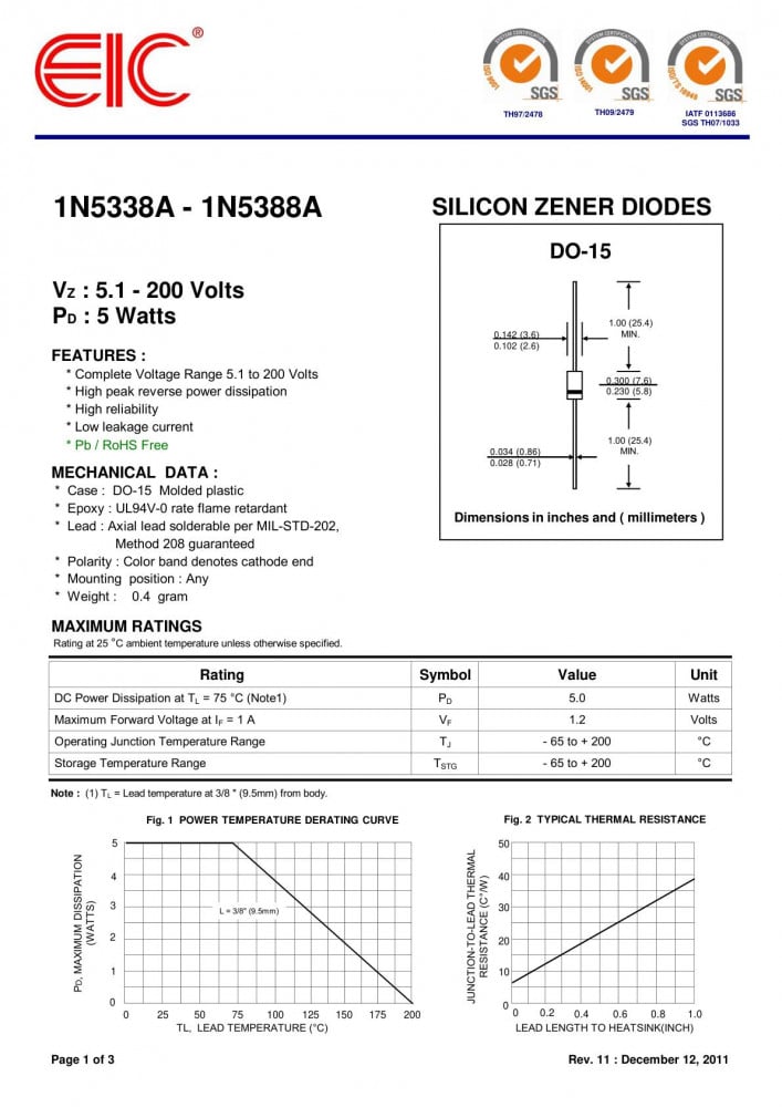 EIC 1N5359A datasheet page 1