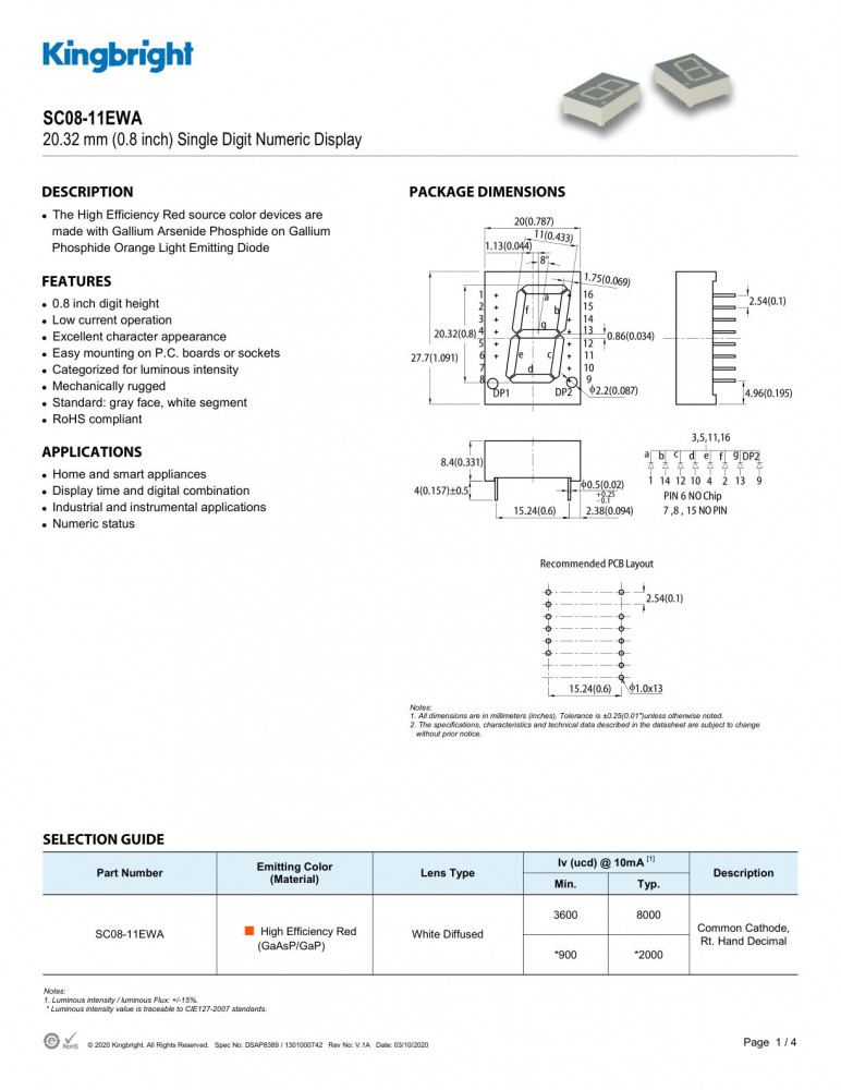 SC08-11EWA datasheet page 1