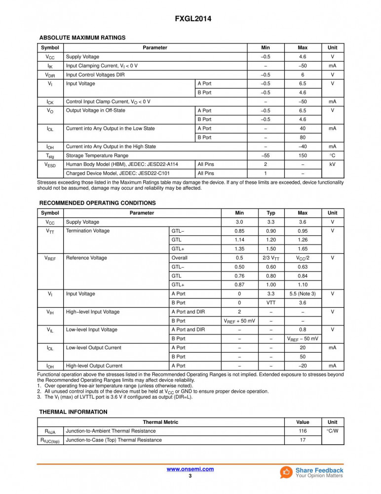 FXGL2014 datasheet page 3