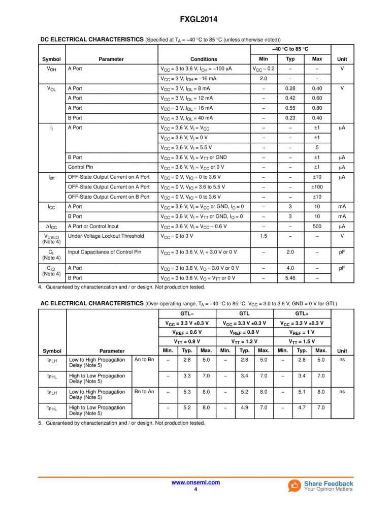 FXGL2014 datasheet page 4