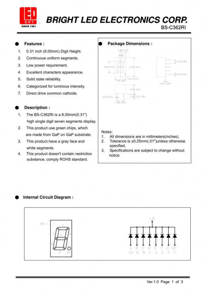 BS-C362RI product documentation preview, page 1