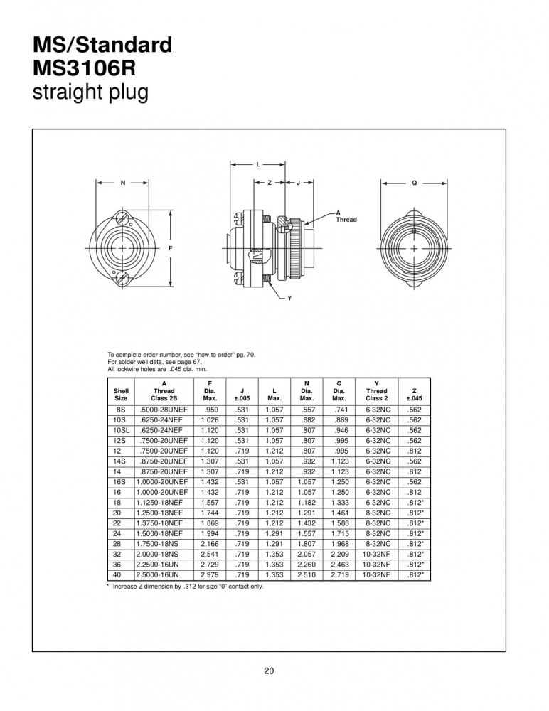 Amphenol MS3106A22-14P technical drawing preview