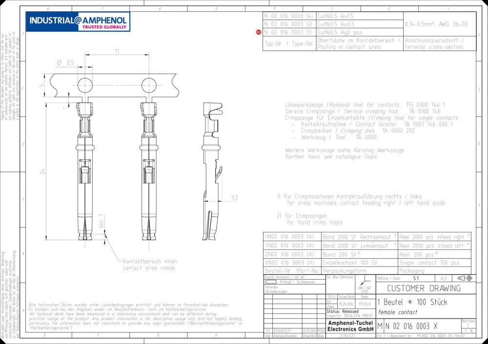 Amphenol contact specification document preview