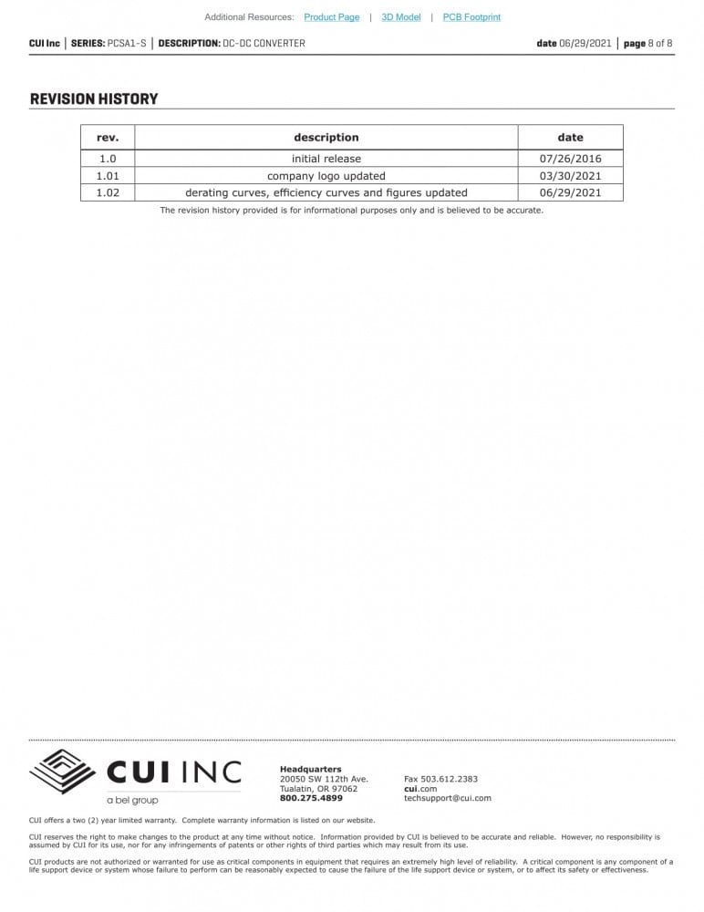 CUI PCSA1-S datasheet page 8